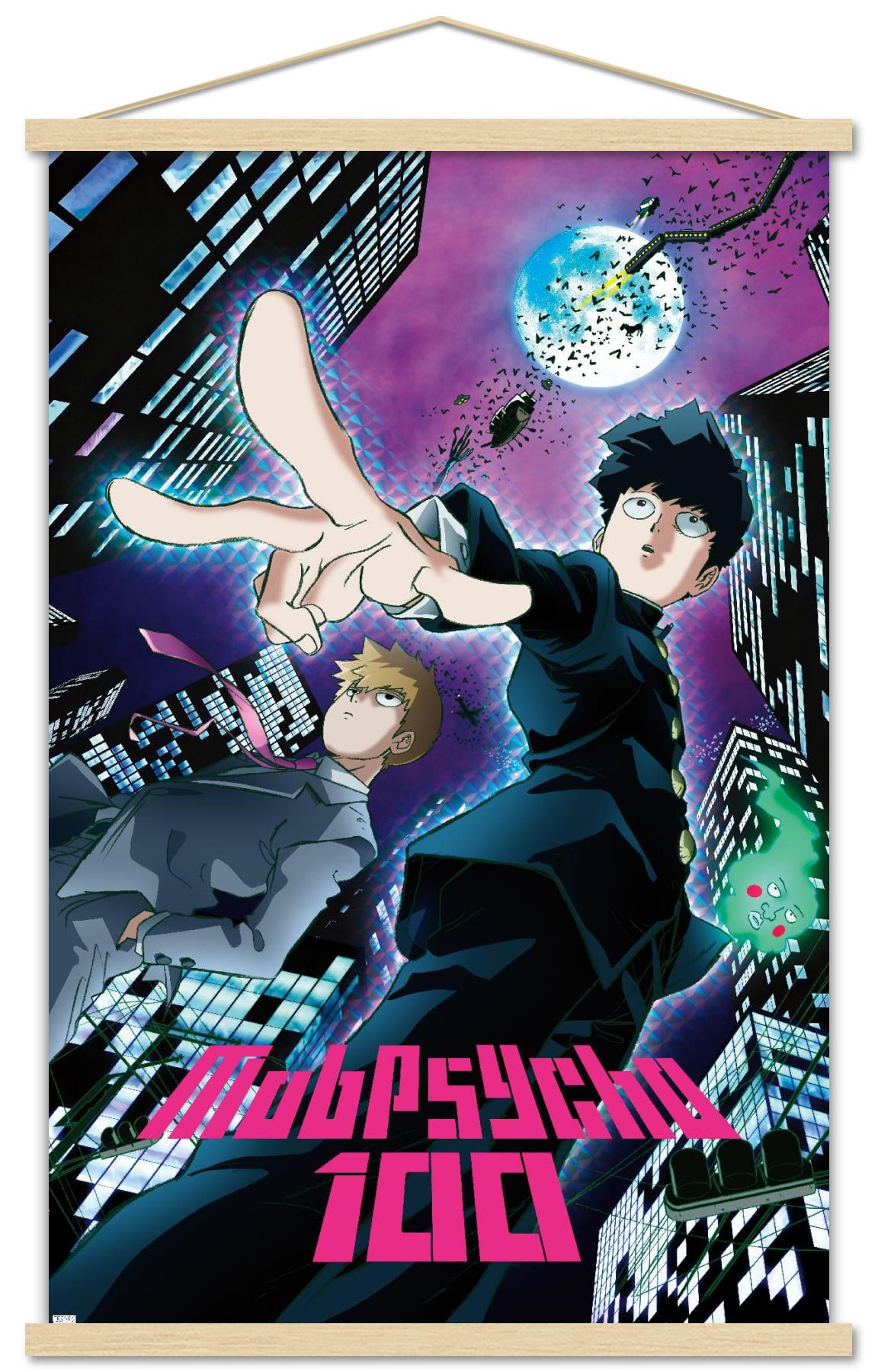 Mob Psycho 100 - City Wall Poster with Wooden Magnetic Frame, 22.375" x ...