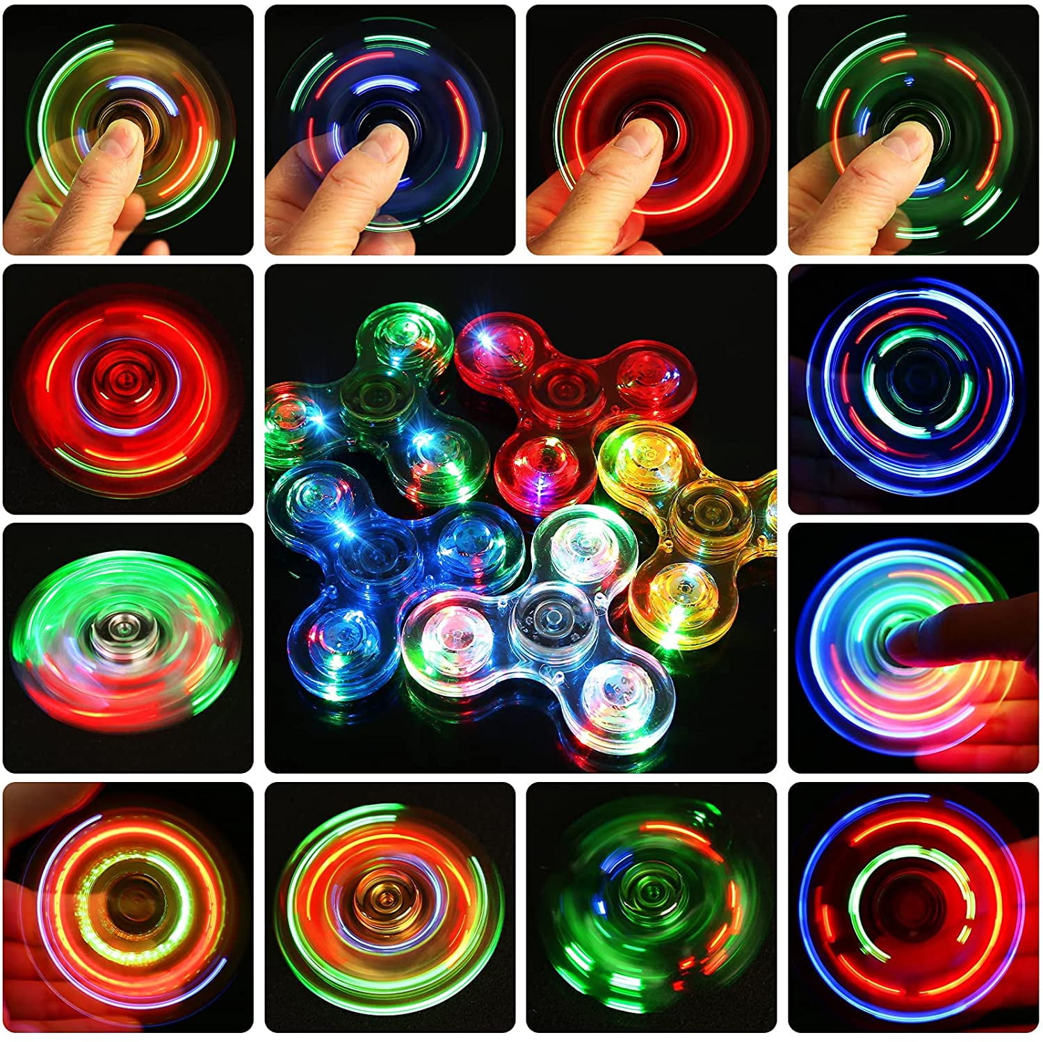 Buy SCIONE Fidget Spinner LED 5 Pack, Christmas Party Favors Light up ...