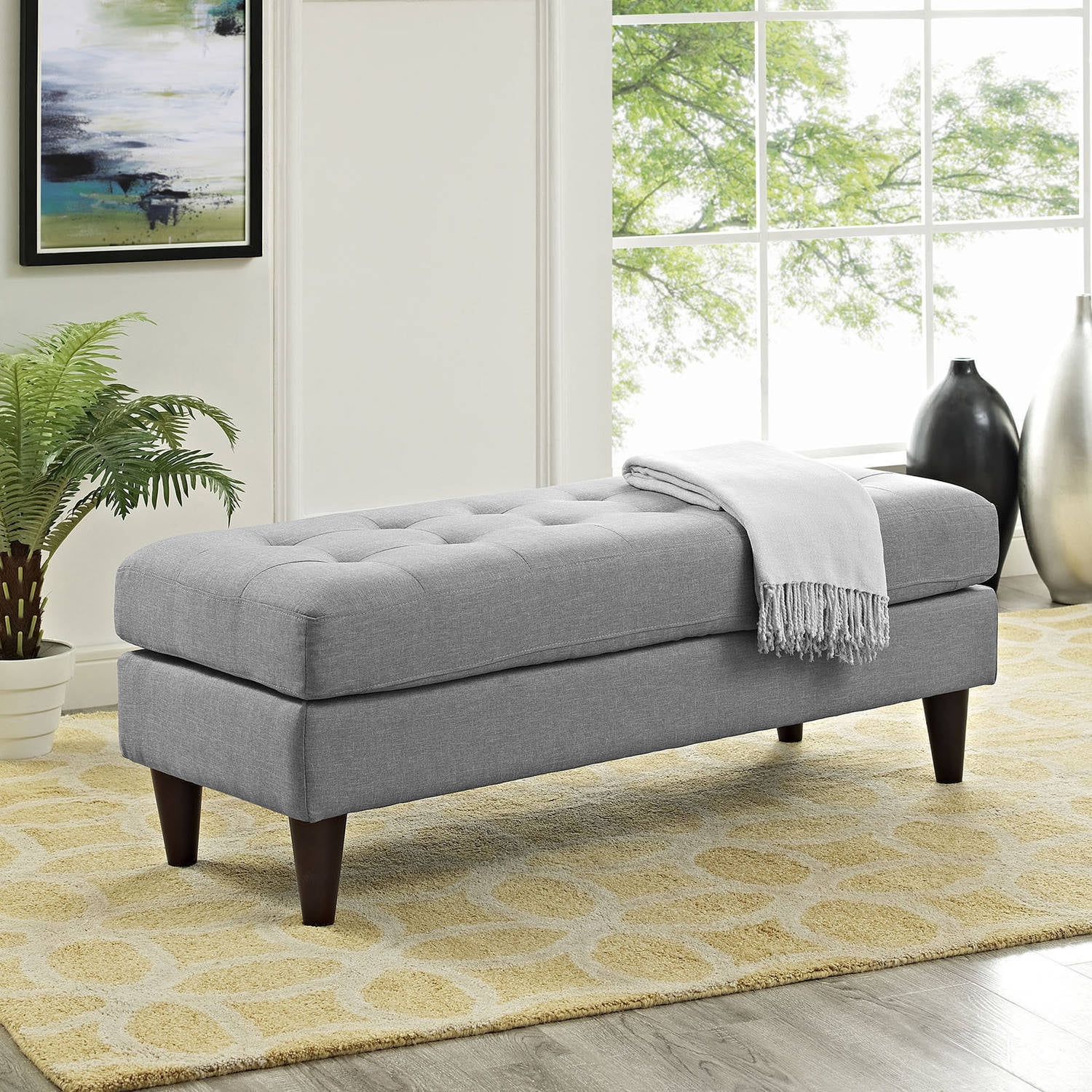 Modway Empress Upholstered Tufted Rectangular Bench, Multiple Colors ...