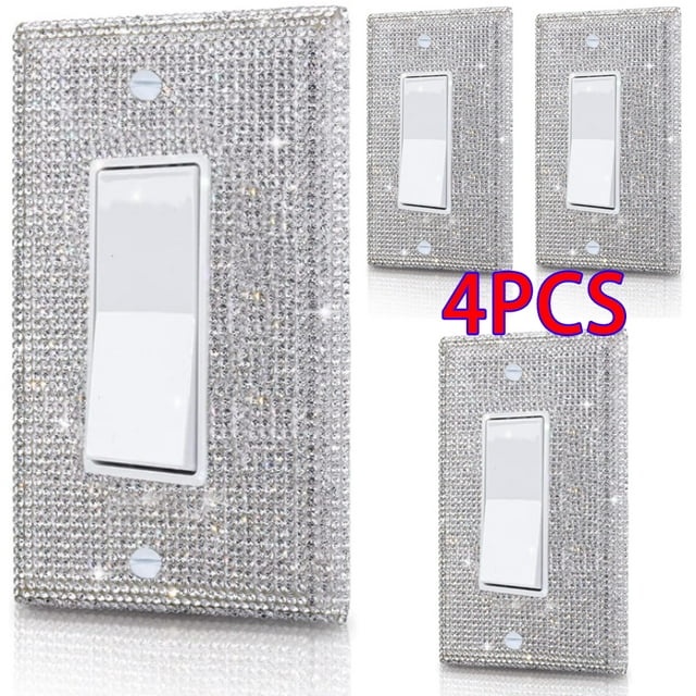 4PCS Rhinestone Wall Plate Cover, Sparkly Light Switch Cover, Faux ...