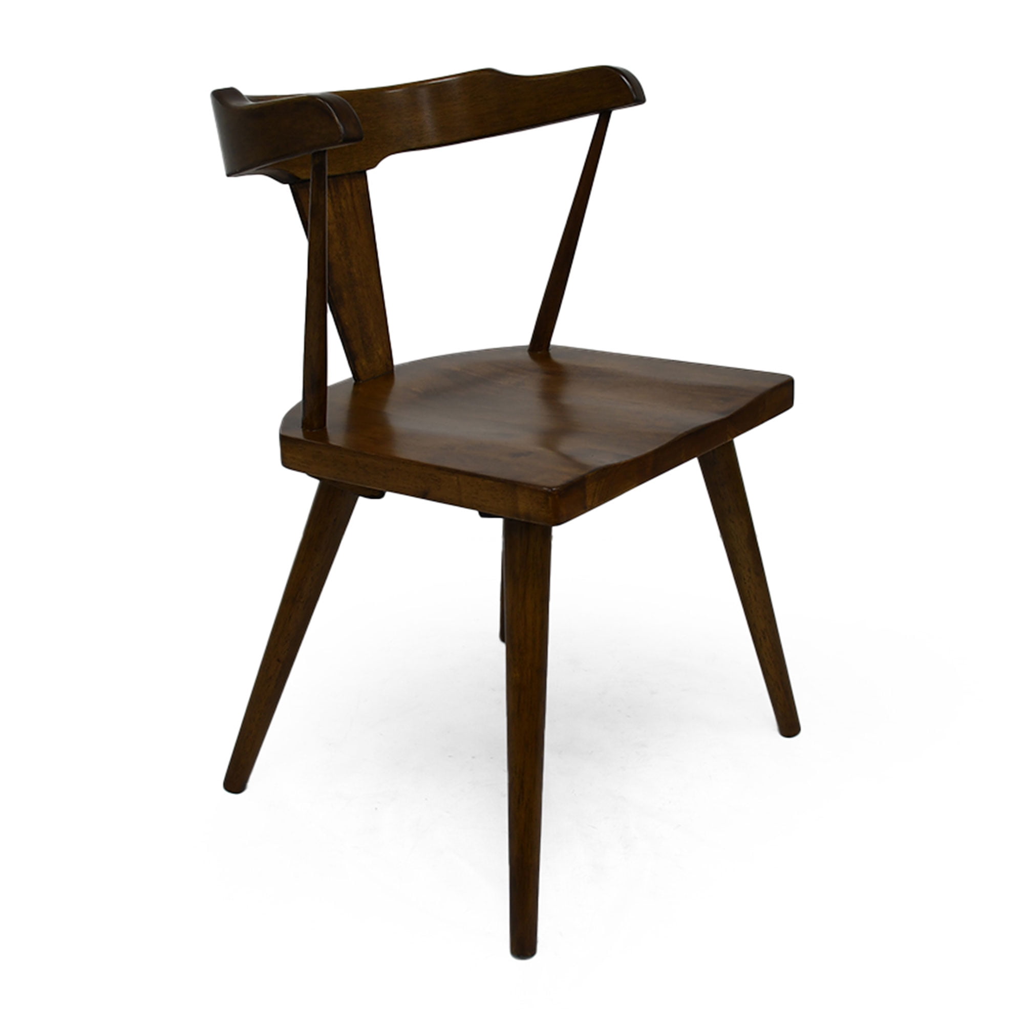 Aero Wishbone Wooden Dining Chairs - Set of 2 Walnut Brown Solid ...