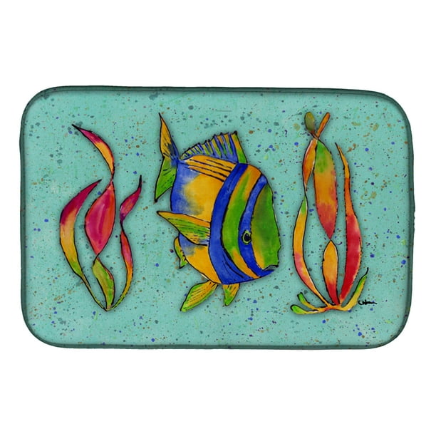 Tropical Fish on Teal Dish Drying Mat - Walmart.com