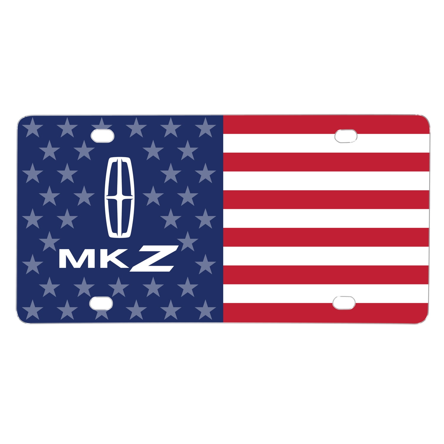Lincoln MKZ Logo USA Flag Graphic Special Aluminum Metal License Plate ...