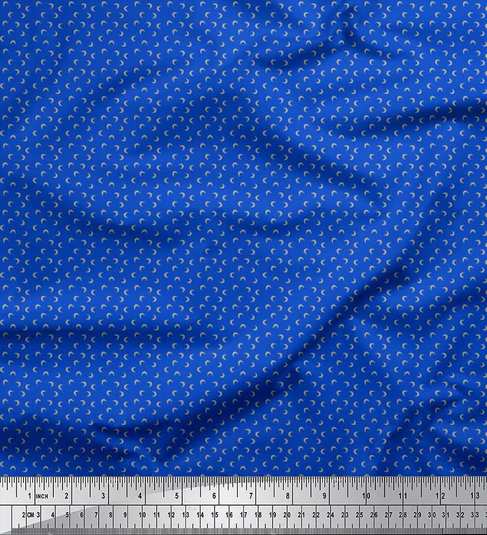 Soimoi Satin Silk Fabric Crescent Moon Shirting Printed Fabric 1 Yard ...