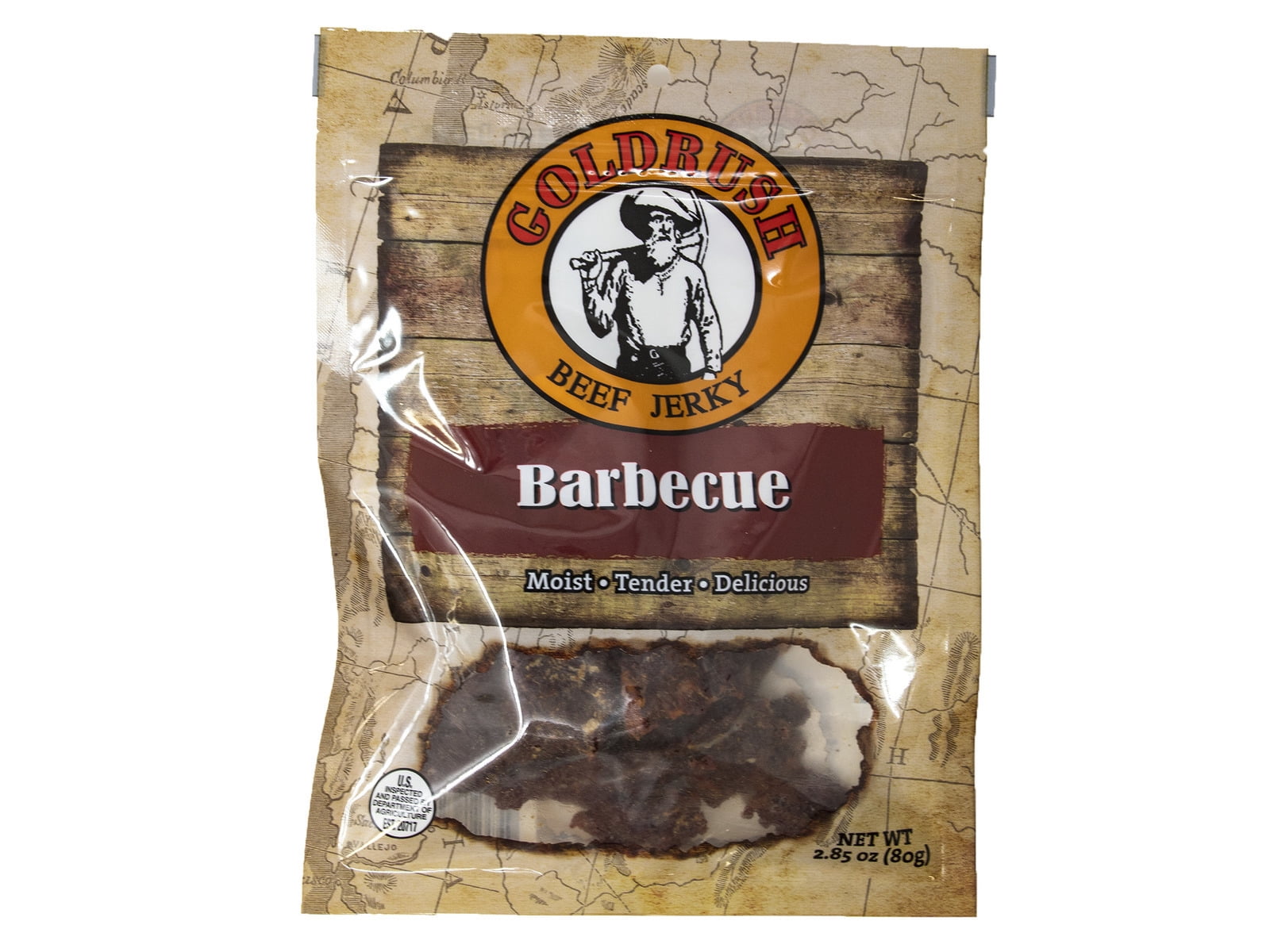 Gold Rush Premium Barbecue Beef Jerky, 2-Pack 2.85 oz. Re-Sealable ...