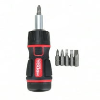 12-in-1 Ratcheting Compact Multi-Bit Short Stubby Screwdriver Set, Red ...
