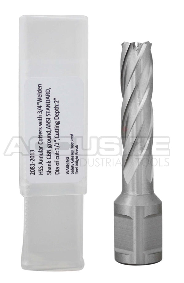 Accusize 1/2'' Cutting Dia, 3/4'' Weldon Shank, 2'' Cutting Depth H.S.S ...
