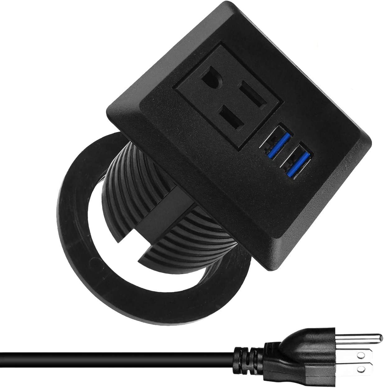 Desk Power Grommet Outlet with USB, Fits 2" Grommet Hole, Recessed ...