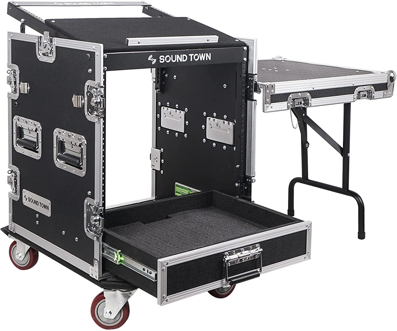 Sound Town 12U PA DJ Pro Audio Rack/Road ATA Case with 2U Drawer, 11U ...