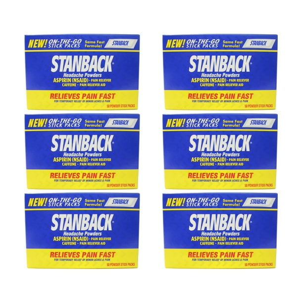 6 Pack Stanback Stick Pack Headache Powders 50 Count Each - Walmart.com ...