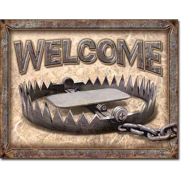 Welcome- Bear Trap Metal Sign - Walmart.com - Walmart.com