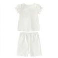 BJUTIR Girls Outfits Baby Spring Summer Solid Ruffle Short Sleeve ...