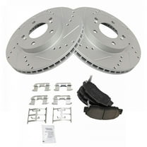 TRQ Front Performance Drilled & Slotted Brake Rotor & Posi Metallic Pad ...