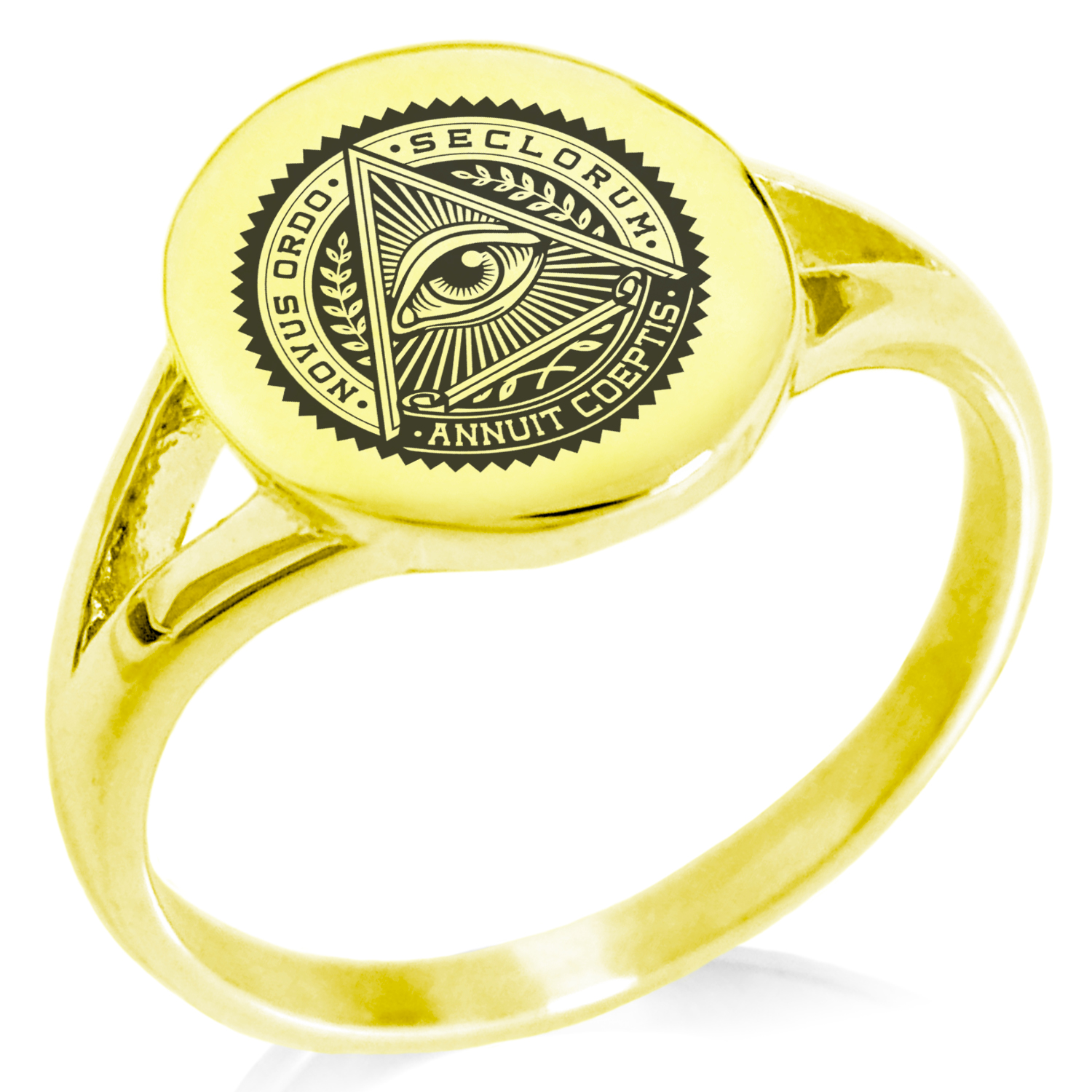 Stainless Steel All Seeing Eye Novus Ordo Seclorum Minimalist Oval Top ...