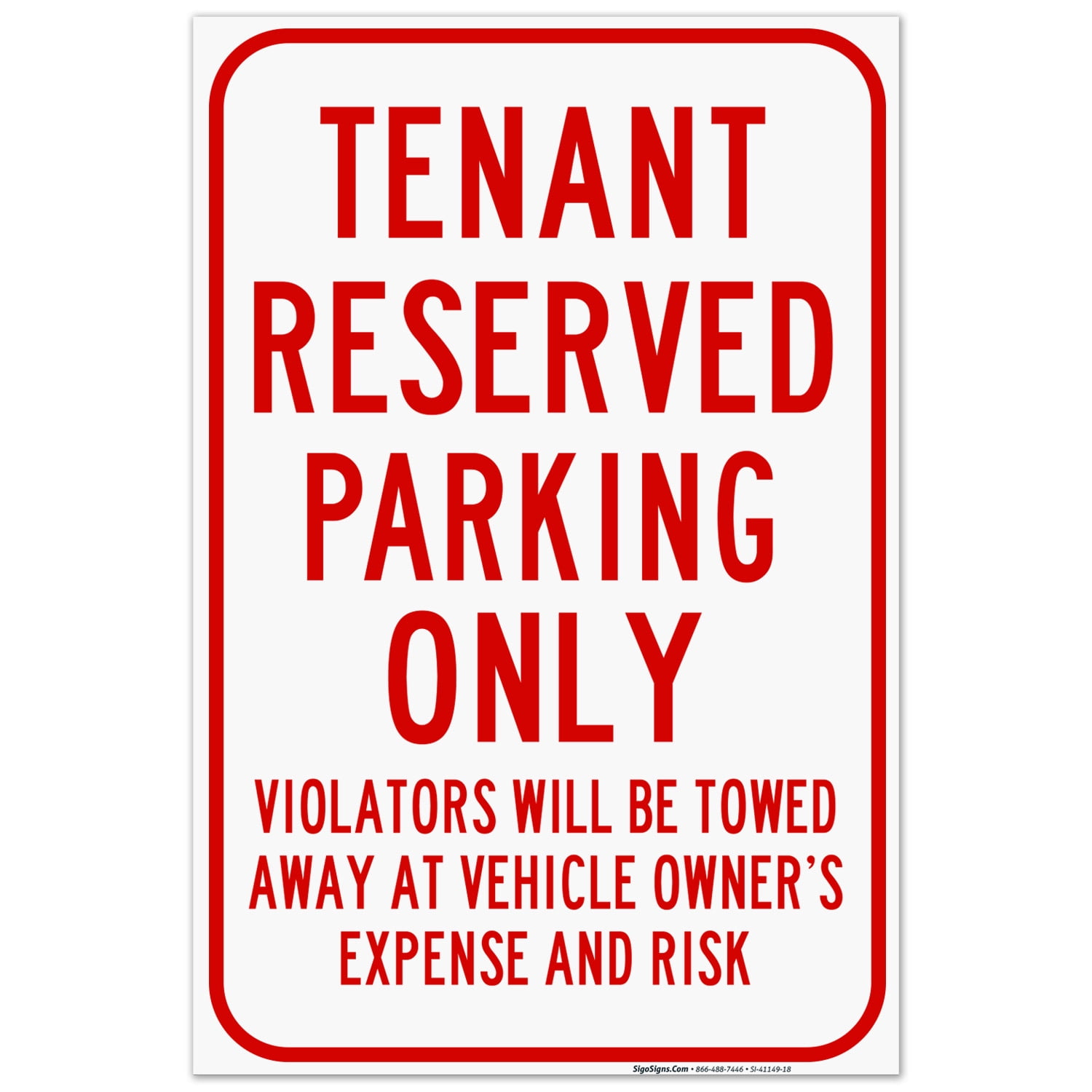 Tenant Reserved Parking Only Sign, 24x36 Corrugated Plastic - Walmart.com