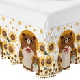 King Bed Skirt 16 Inch Drop, Japanese Cat Pastoral Sunflower Easy Fit ...