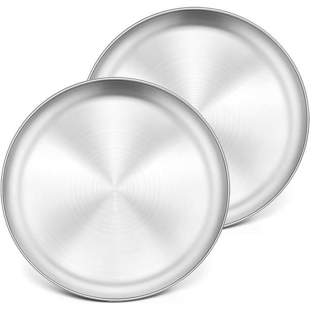 Vesteel 10 inch Stainless Steel Pizza Pan Set of 2, Round Baking Trays ...