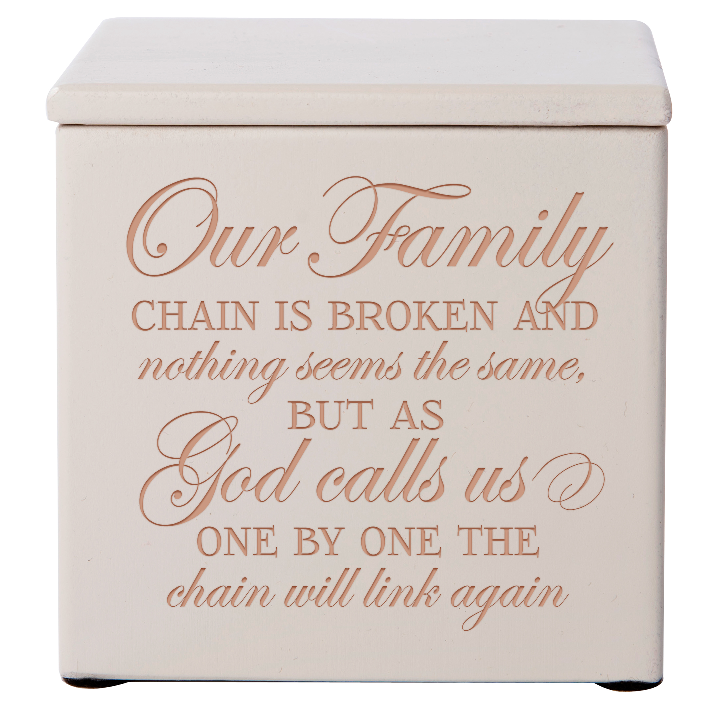 Engraved Cremation Urn - Our Family Chain Is Broken - Holds SMALL ...