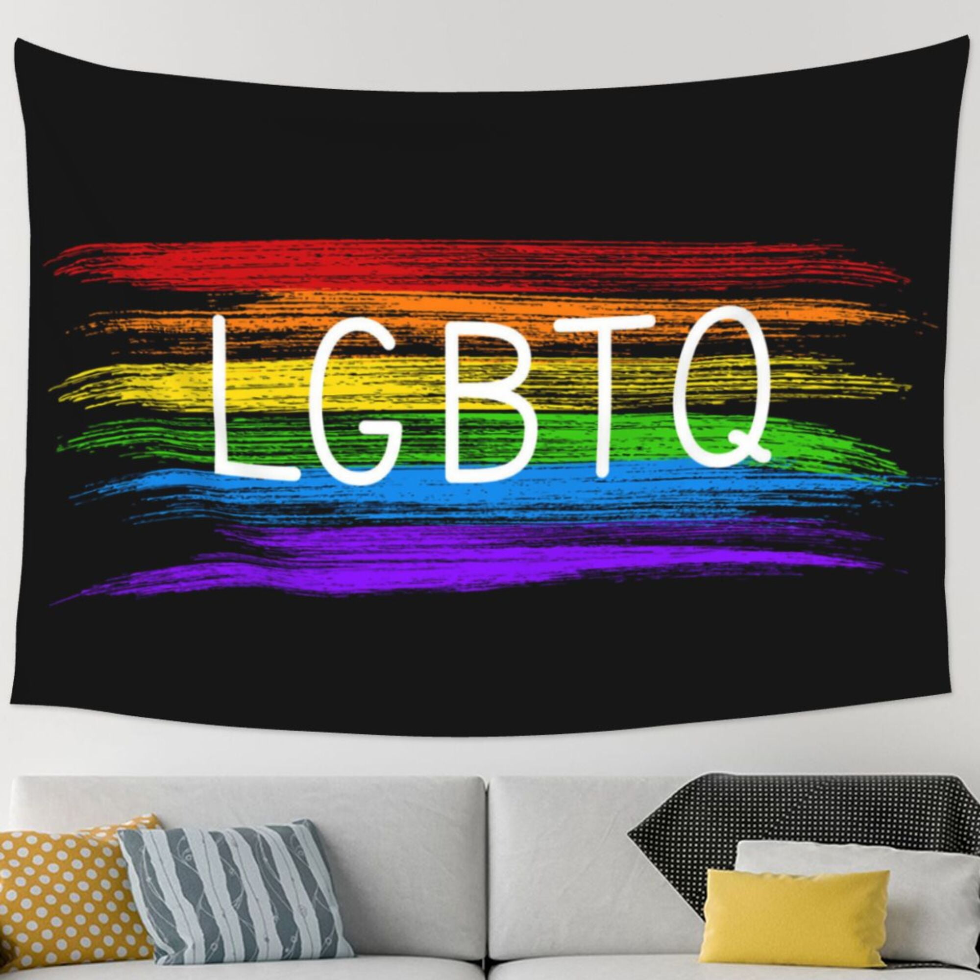 TEQUAN Rainbow LGBTQ Pattern Large Tapestry, Aesthetic Tapestries Wall ...