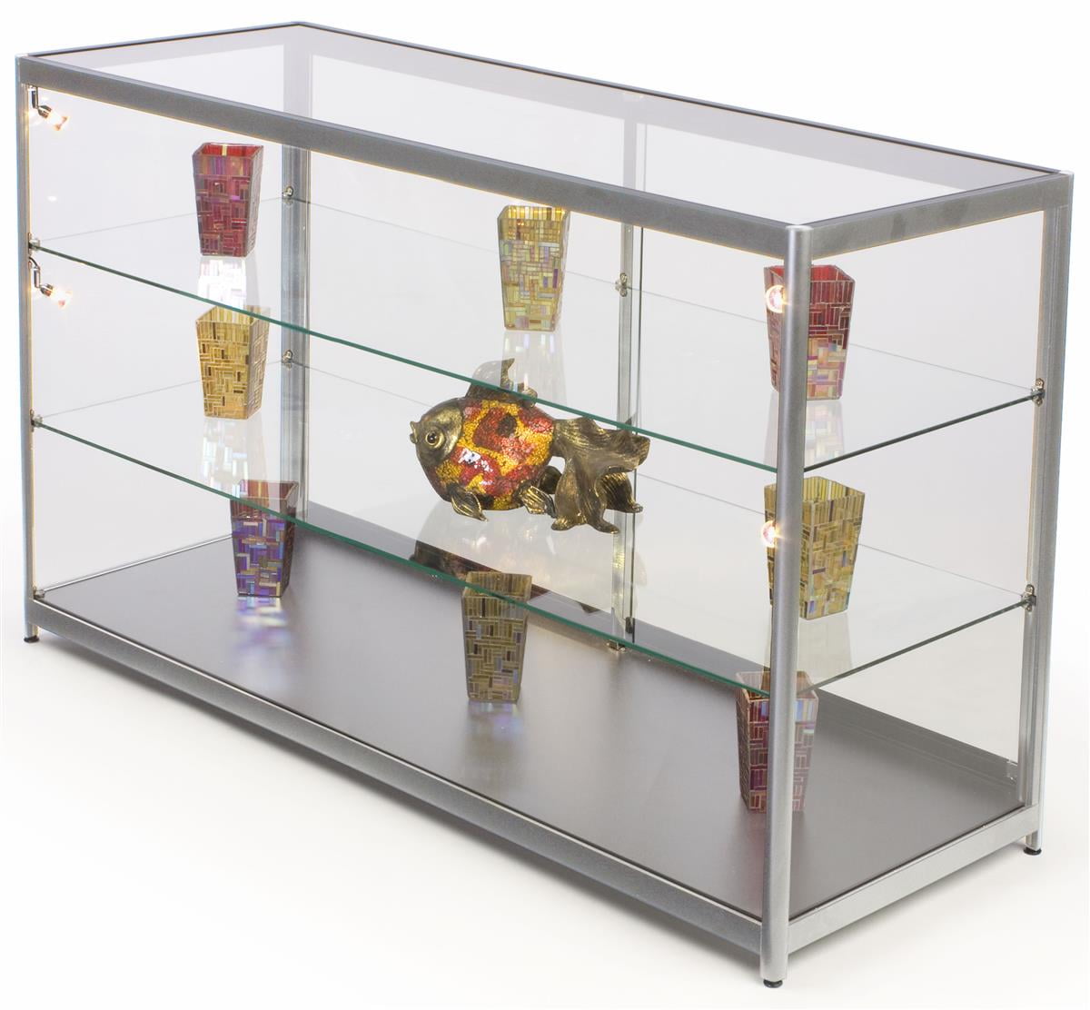 Tempered Glass And Silver Aluminum Extrusion Cash Counter, 72 x 38 x 23 ...