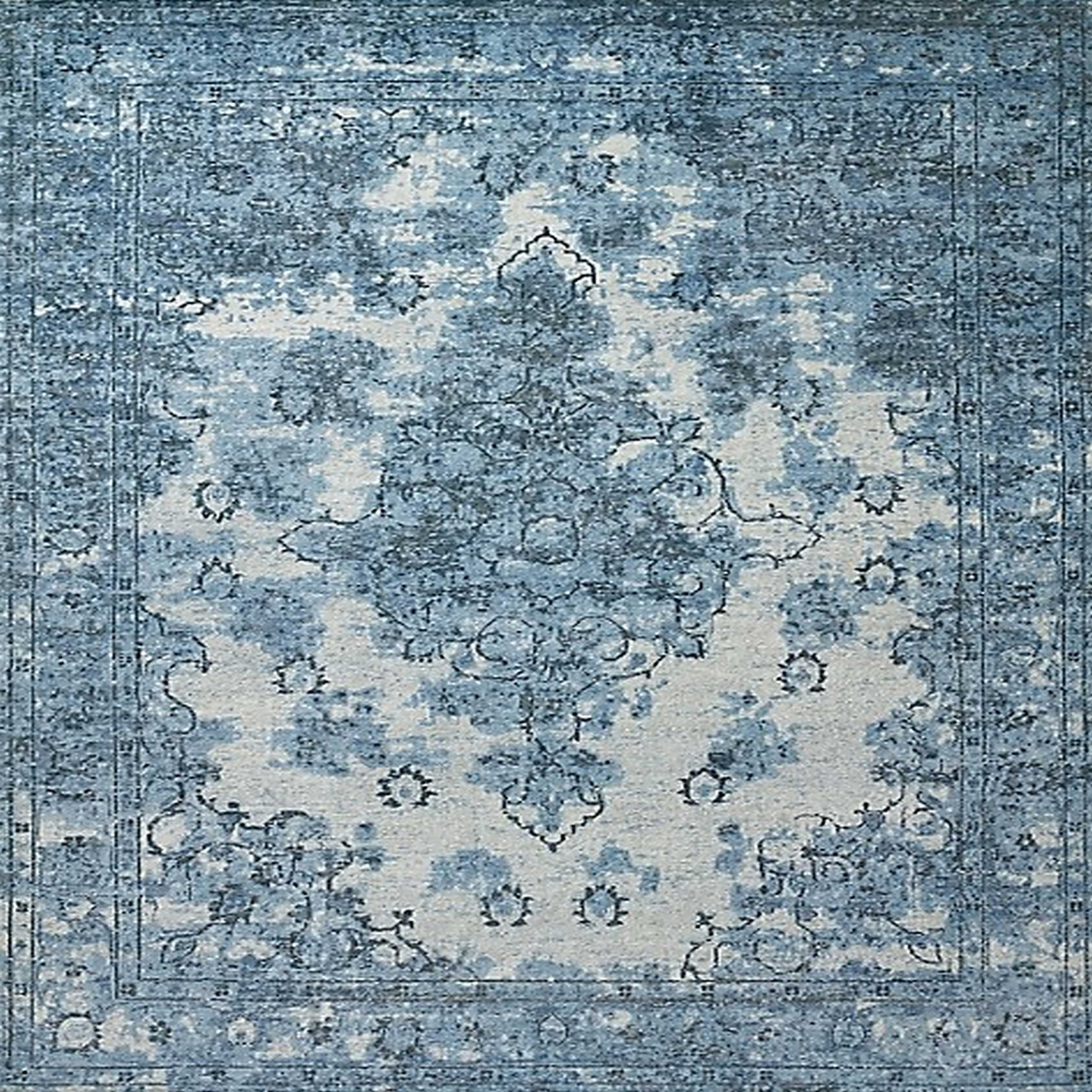 Ahgly Company Indoor Square Mid-Century Modern Azure Blue Oriental Area ...