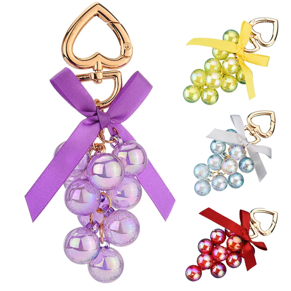 SPRING PARK Soft Grape Bead String Keychain Key Ring Pendant Bag ...