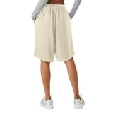 Ma Croix Womens Bermuda Resort Shorts Long Comfy Linen Blend Short ...