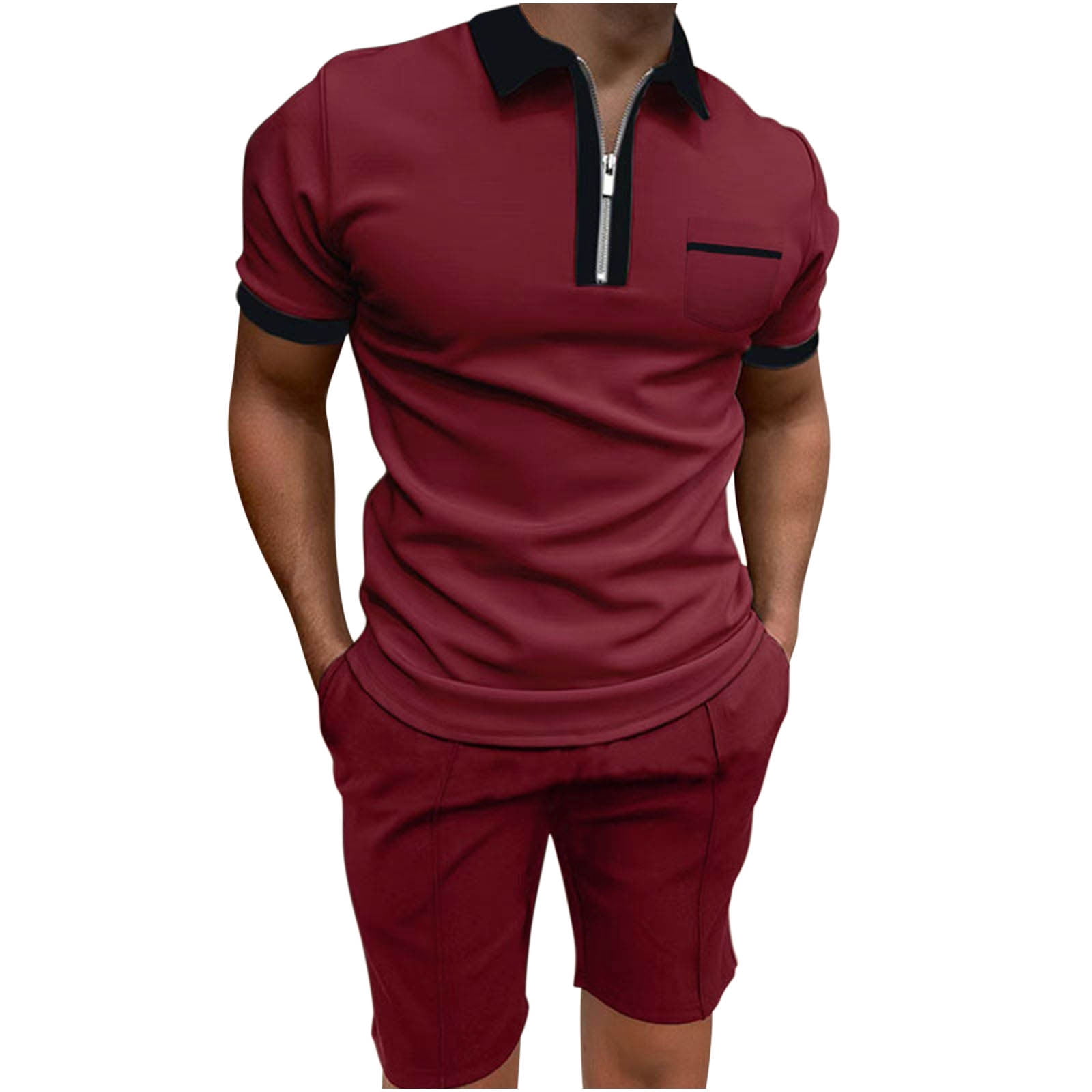 PBNBP Suits for Men Short Sets 2 Piece Outfits Polo Shirt Fashion ...