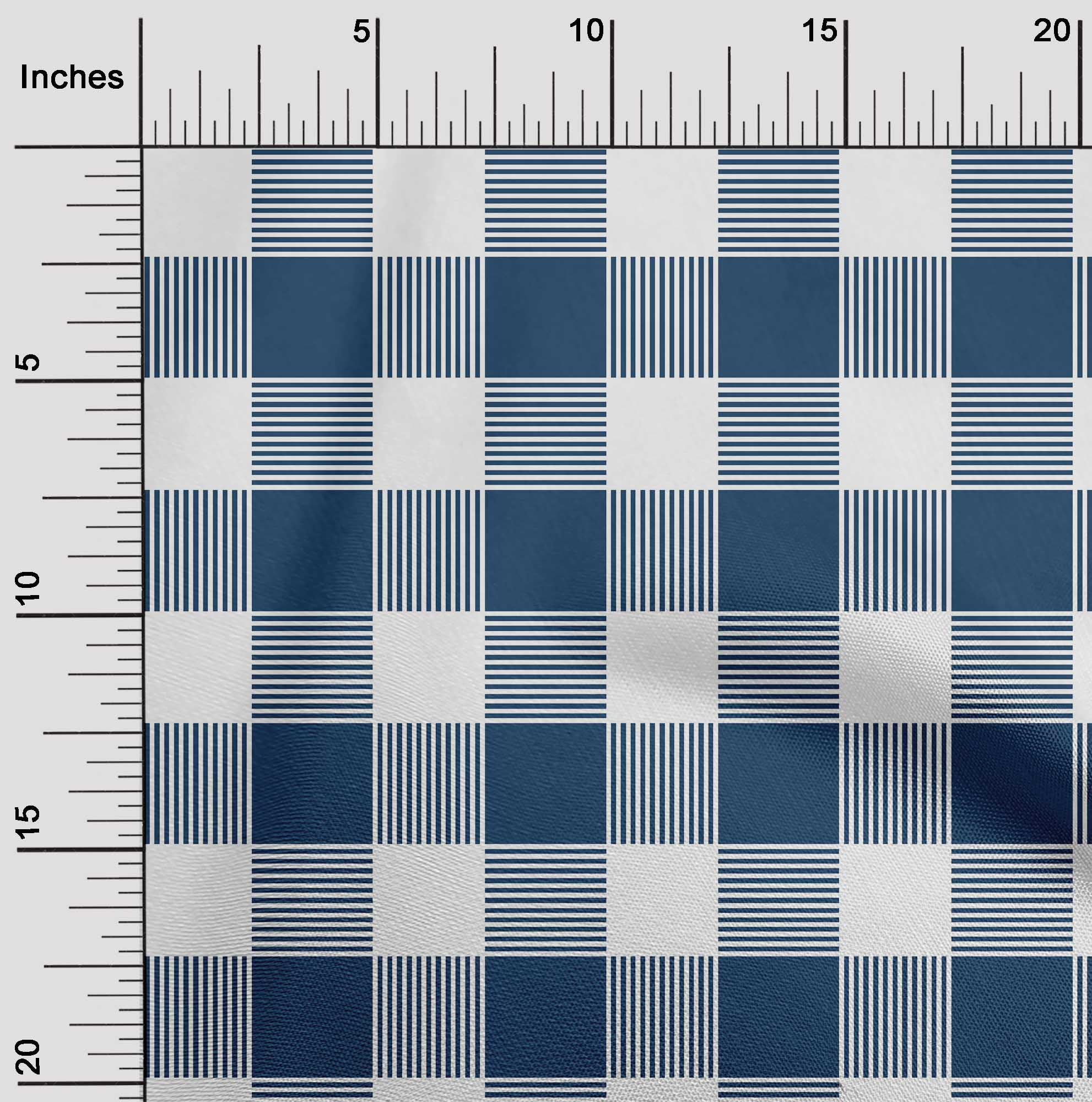 oneOone Cotton Poplin Twill Dark Navy Blue Fabric Gingham Check ...