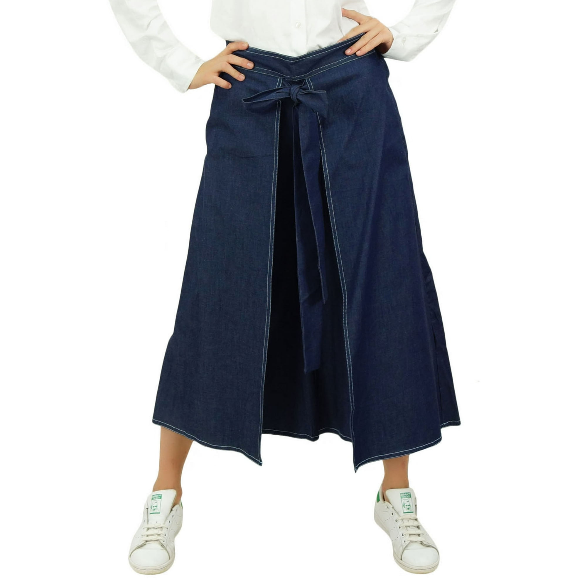 Click here for Bimba Womens Back Elastic Waistband Denim Culotte... prices
