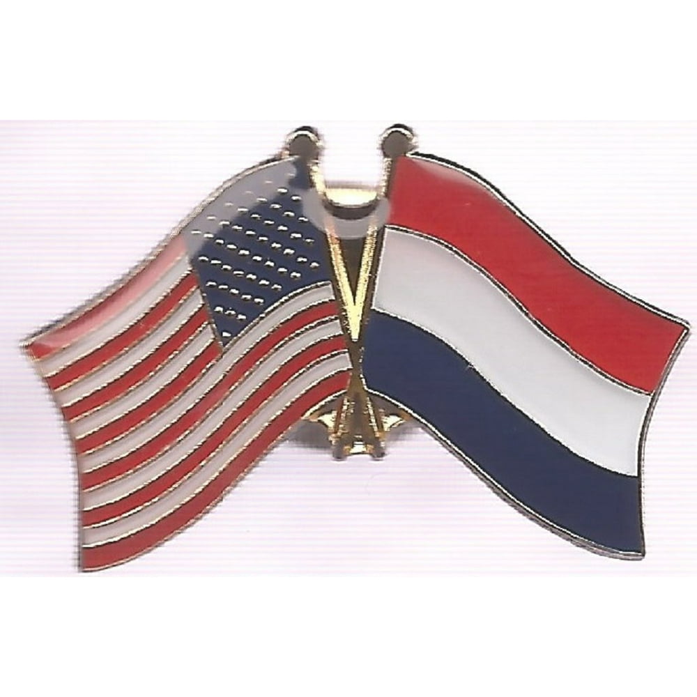 PACK of 3 Netherlands & US Crossed Double Flag Lapel Pins, Dutch ...