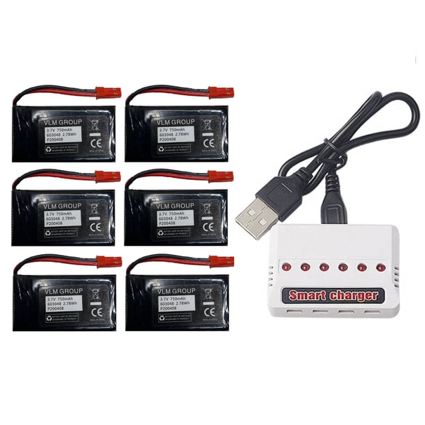 Sky Viper Drones Compatible Set of 6 Batteries 3.7V 1200mAh and Smart ...