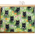 Country Wildflowers Small Cabinet Curtains 11"W x 13"L, Black Cute Cats ...