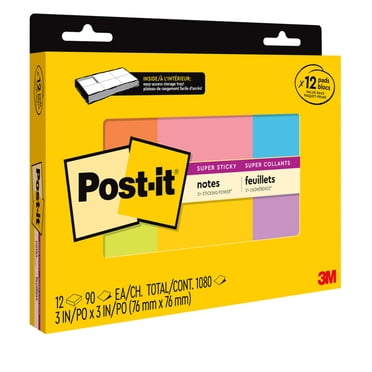Post-it Super Sticky Notes, Sin.gle Color Packs Collection, 3 in. x 3 ...