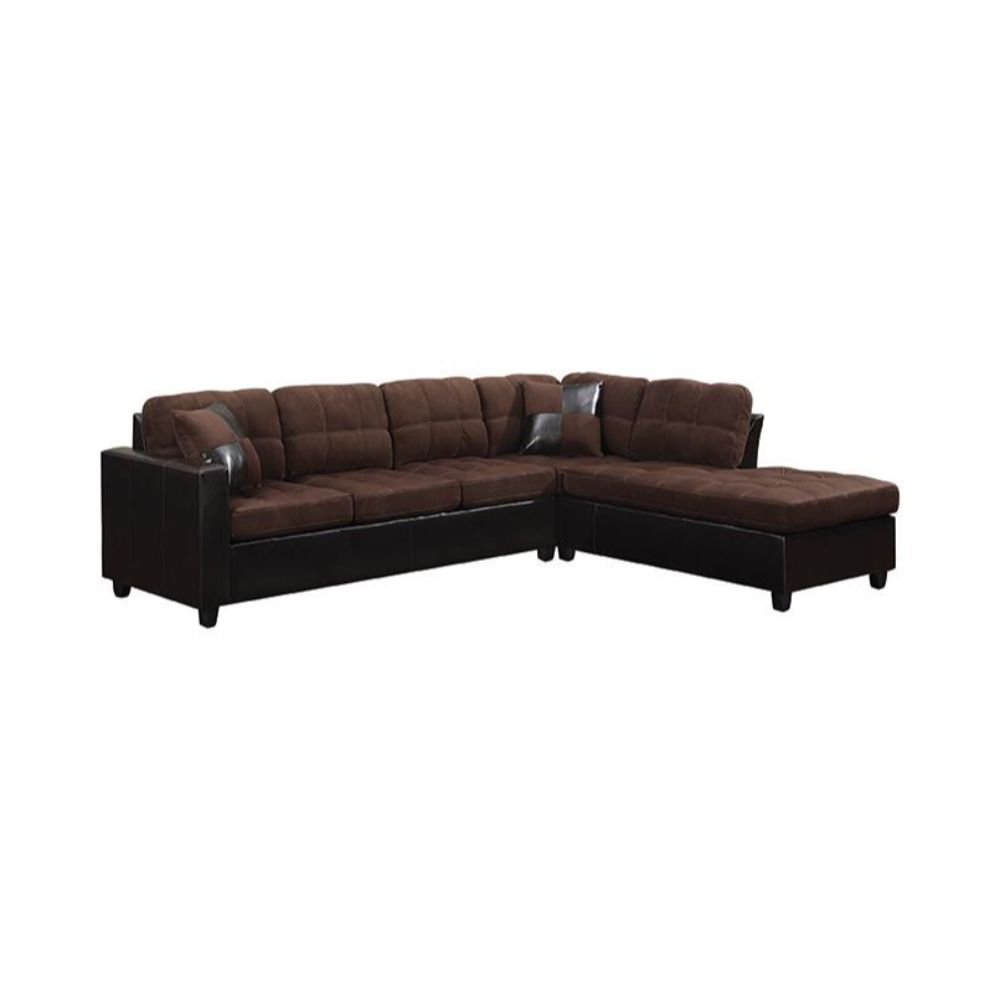 Reversible Sectional Microfiber Dark Chocolate Upholstery - Walmart.com ...