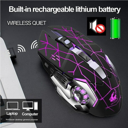 Rechargeable Wireless Silent LED Backlit Gaming Mouse USB Optical Mouse ...