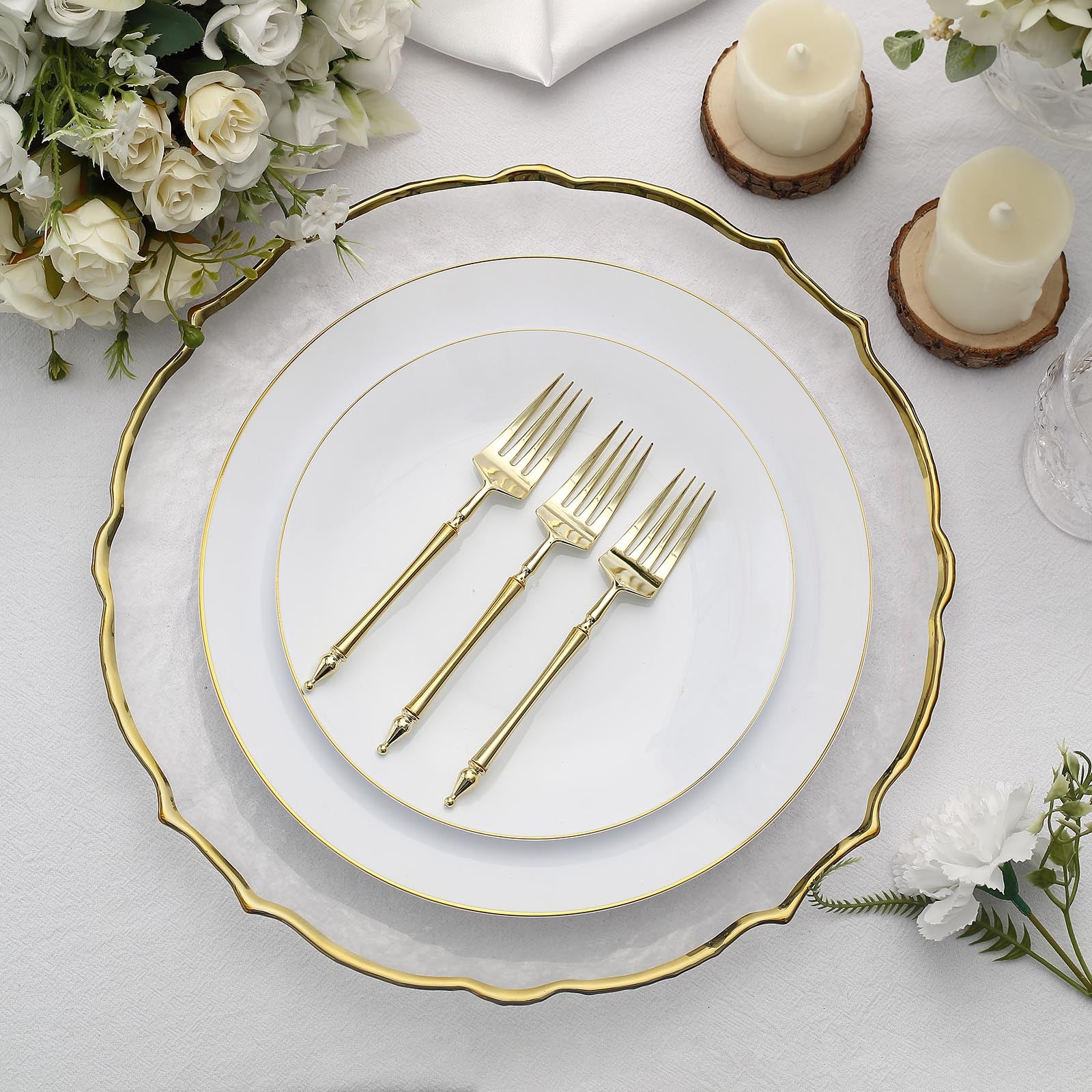 Efavormart 24 Pack | 6" Gold Glittered European Style Plastic Forks ...