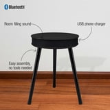 DecorTech Round End Table with Bluetooth Speaker and USB Charging Port ...
