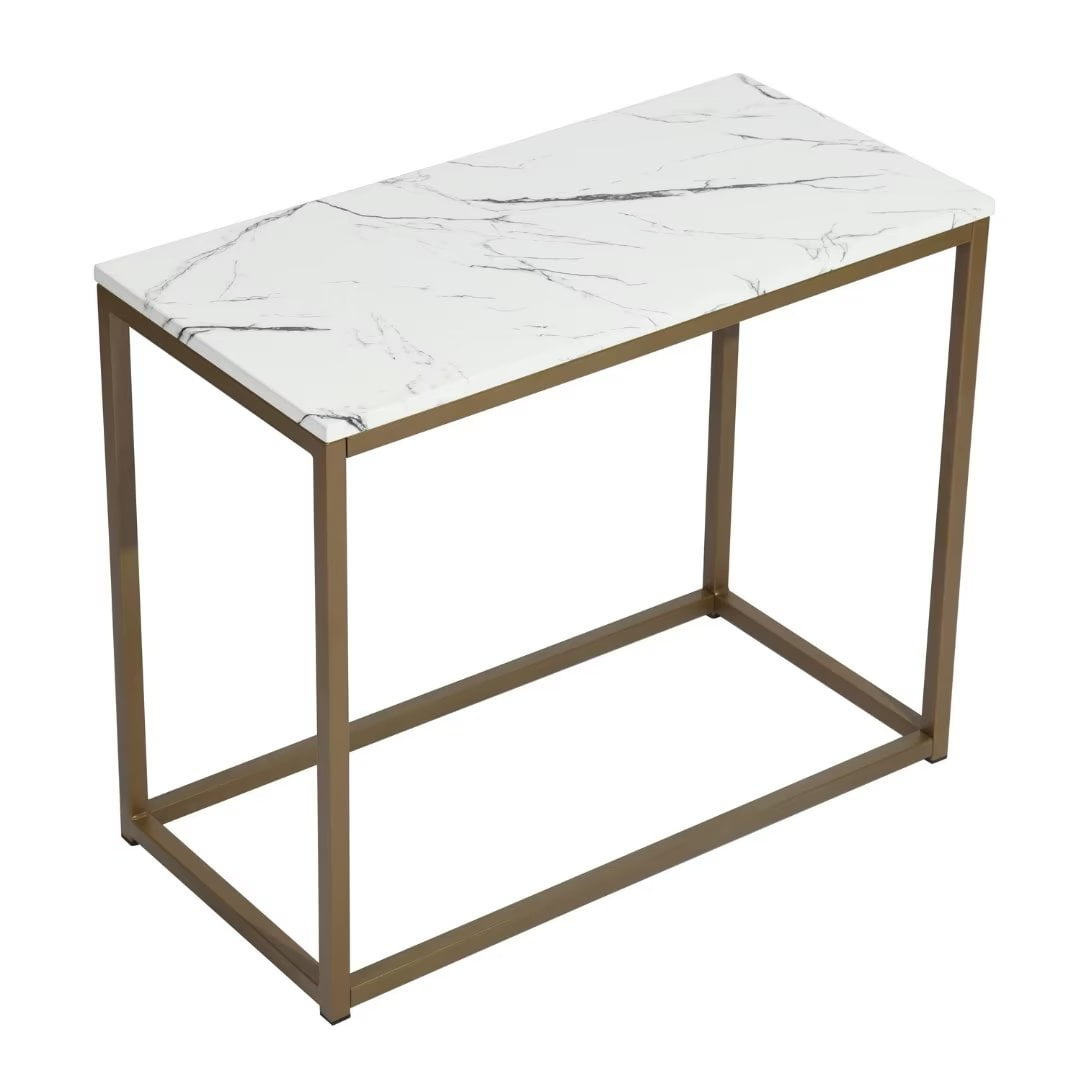 28" Marble End Table for Living Room, Modern Faux Marble Side Table ...