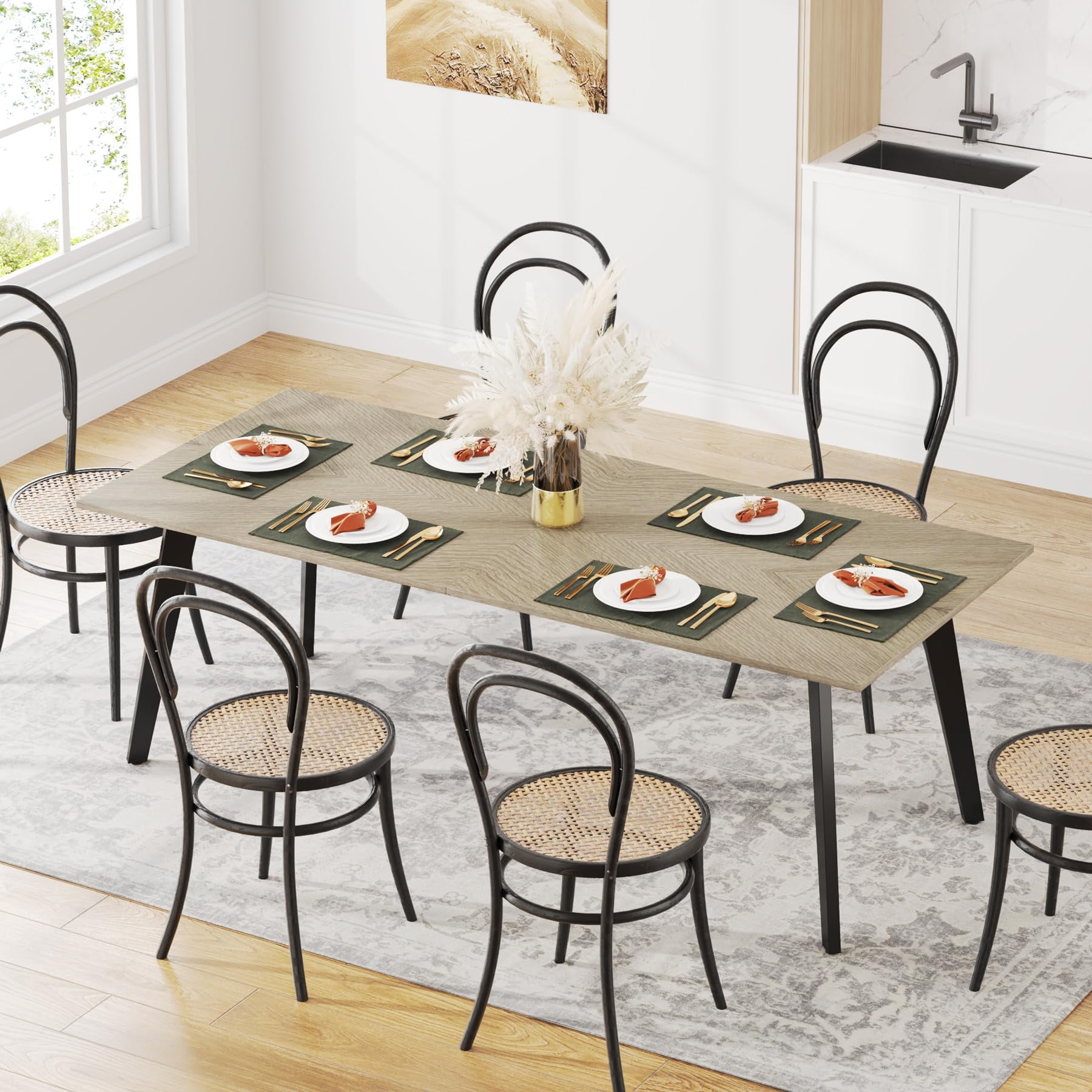 Tribesigns Dining Table for 6 Person, Rectangular Dining Room Table ...