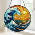 Ocean Wave Stained Glass Look Suncatcher, Decorative Coastal Window ...