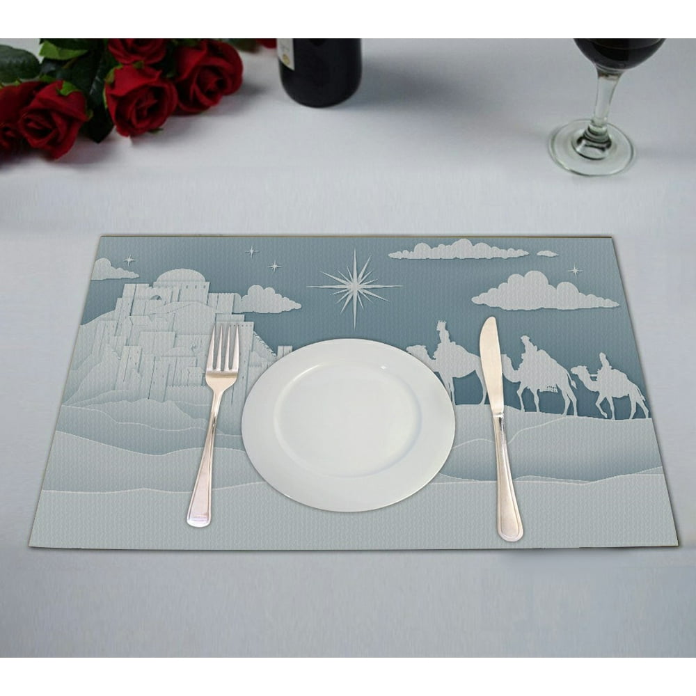 ABPHQTO Christmas Nativity Scene Of Three Wise Men Placemat 12x18 Inch ...