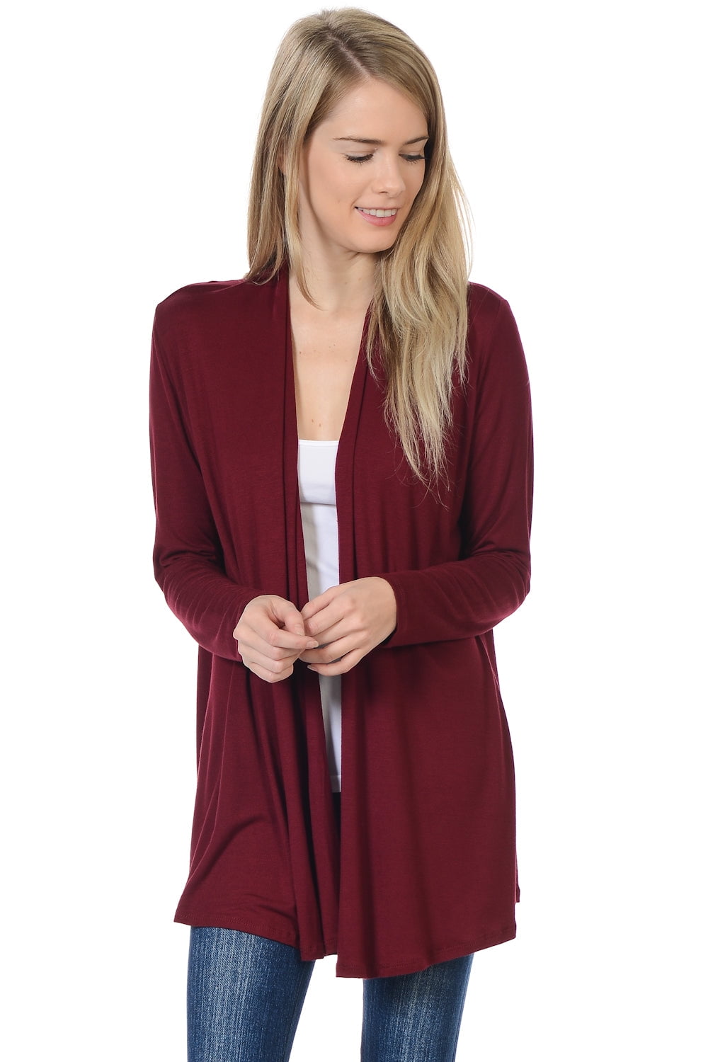 Pastel by Vivienne Women's Long Sleeve Jersey Cardigan Burgundy Large ...