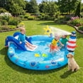 LIANGKA 74 Inflatable Marine Spray Pool with Shark Slide & Lighthouse ...