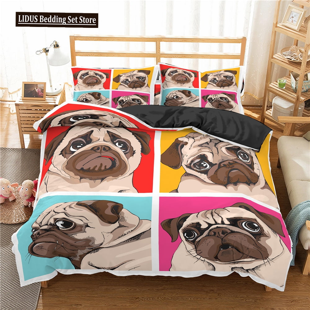 Click here for Yingd X2565 Bed Sheetscartoon Pug Dog Duvet Cover... prices