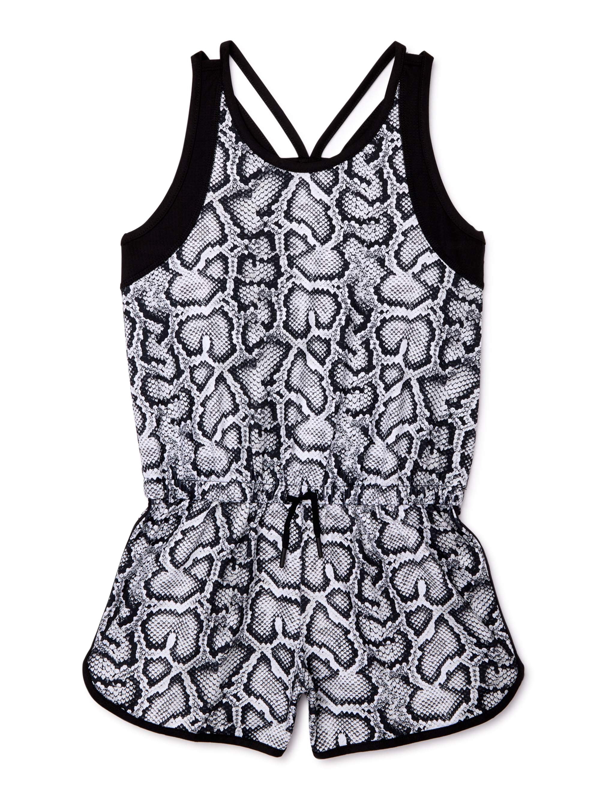 Athletic Works Girls Printed Racerback Active Romper, Sizes 4-18 & Plus ...