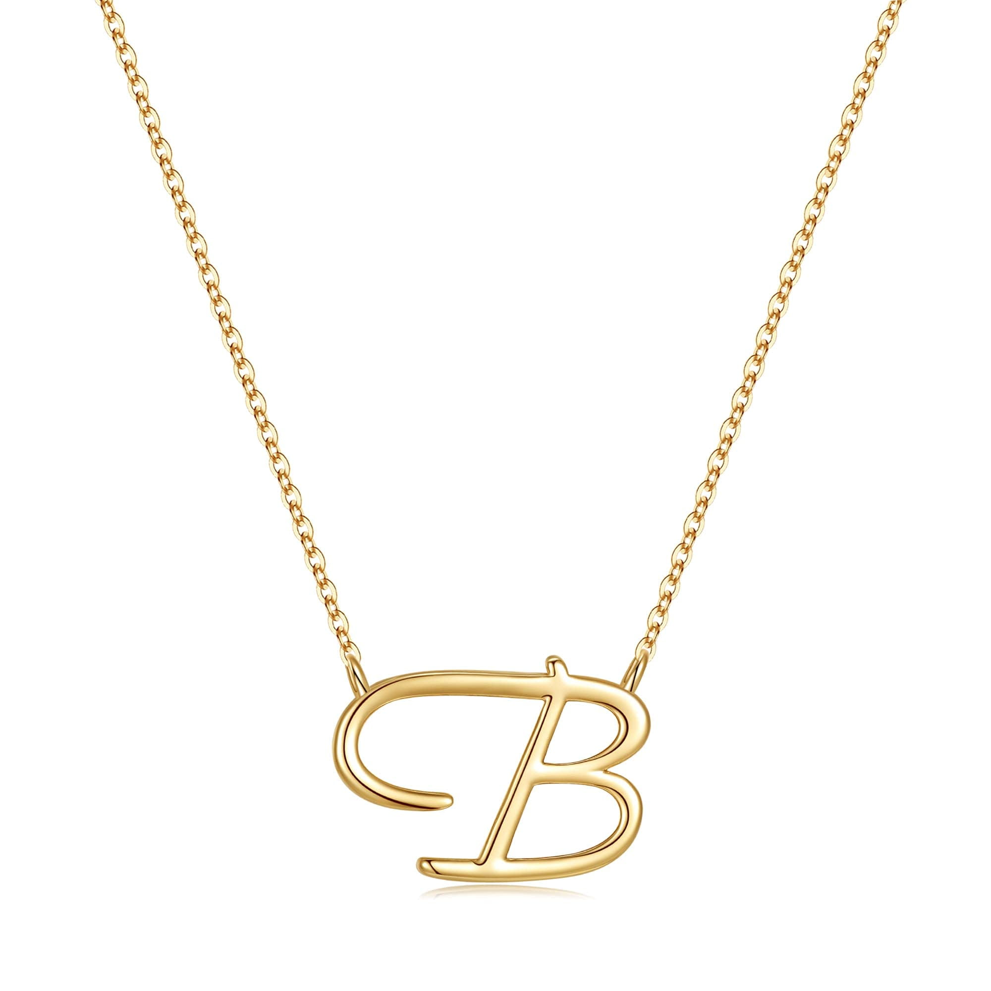 AUNOOL Initial Necklaces for Women Girls 14K Gold Plated Cursive Letter ...