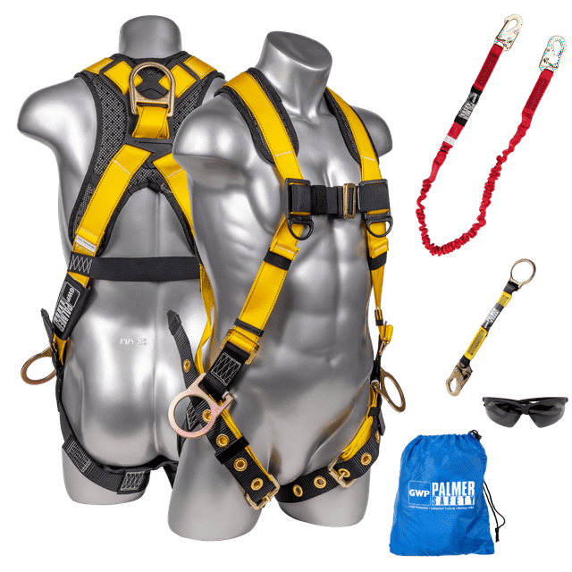 Palmer Safety Fall Protection Safety Harness Kit I 5pt Full Body, 6 ...