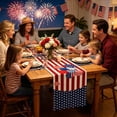 4th Of July Table Runner, Red White Blue Patriotic Table Decor, Linen ...
