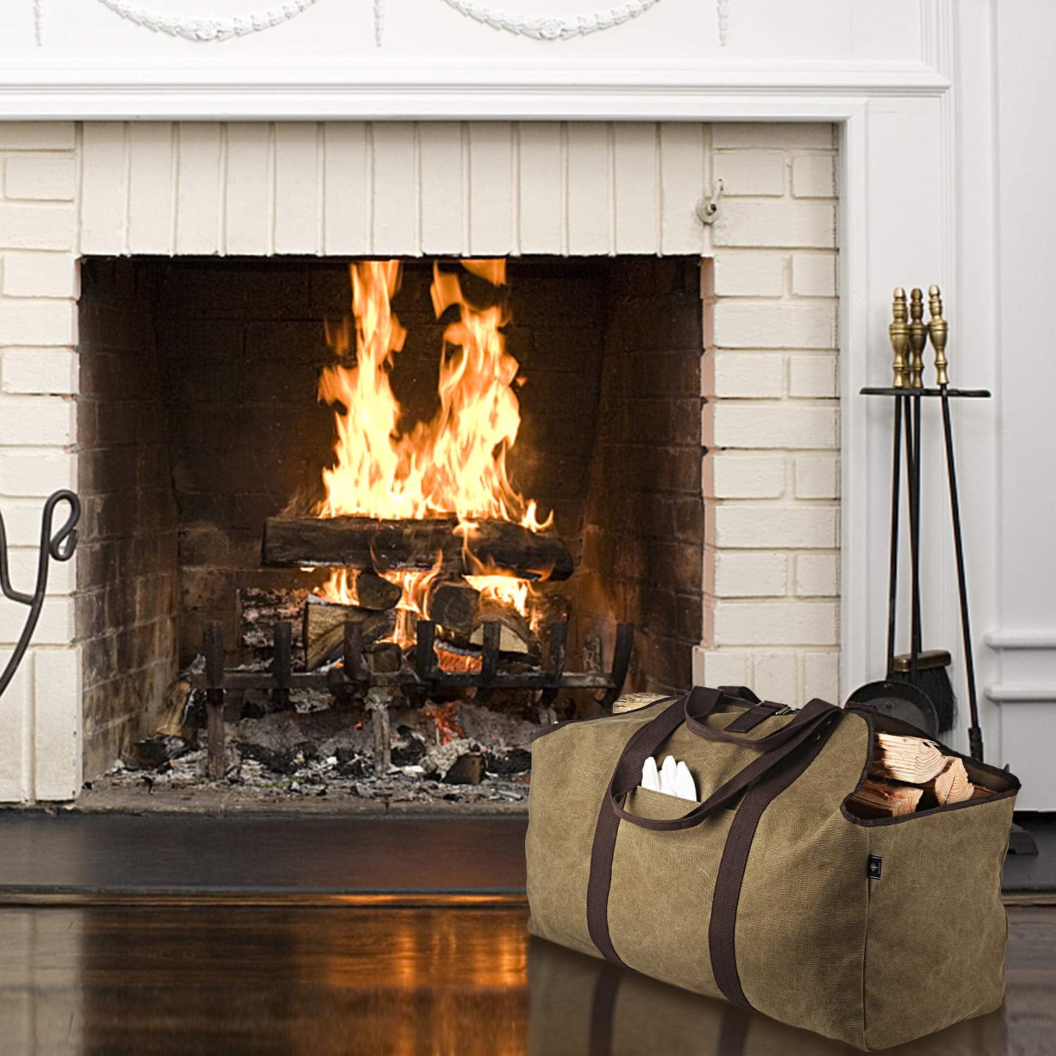 Firewood Carrier Extra Large Waxed Canvas Log Carrier - Heavy Duty ...